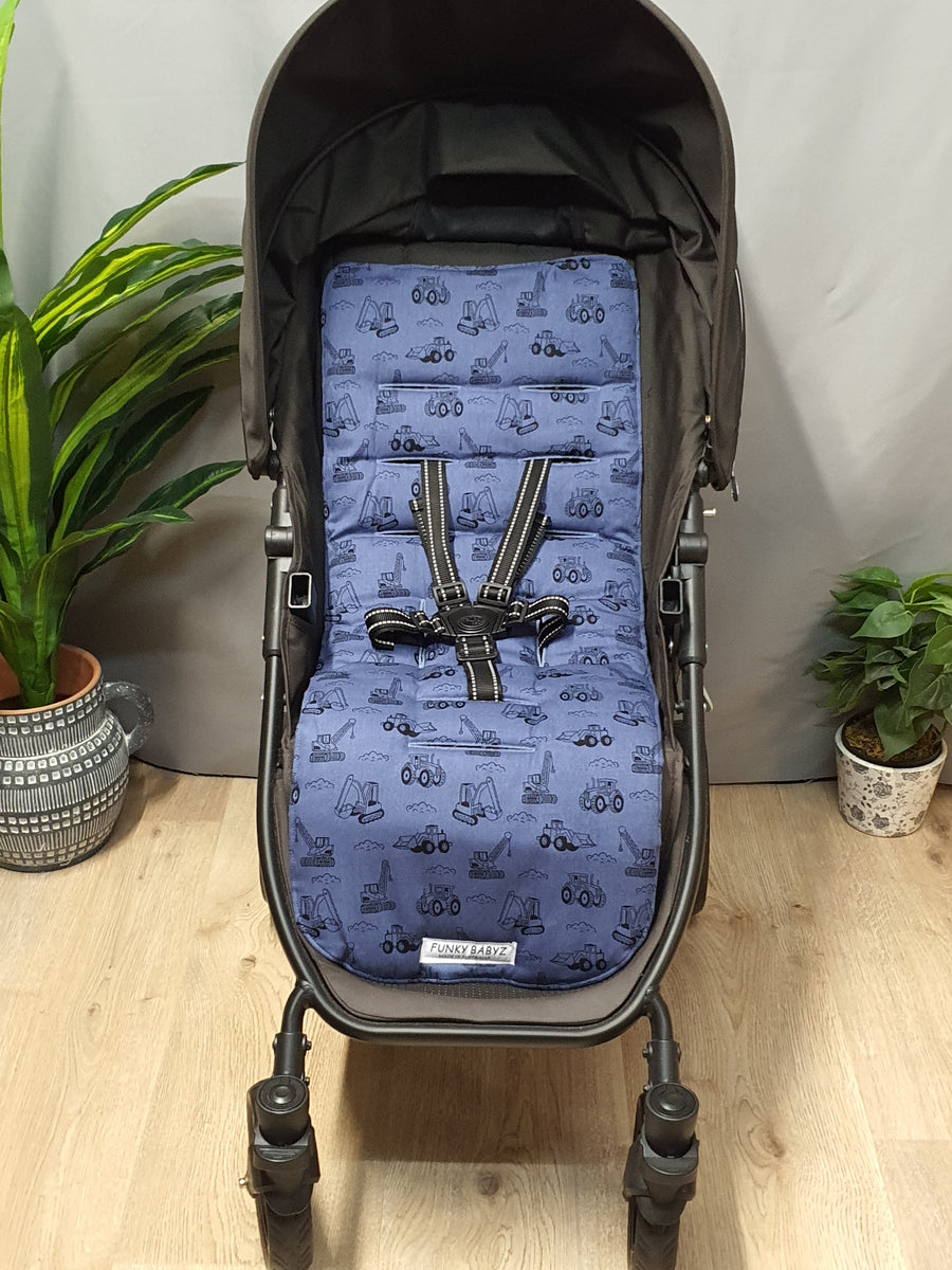 Pram/stroller seat liner-Construction trucks – Funky Babyz