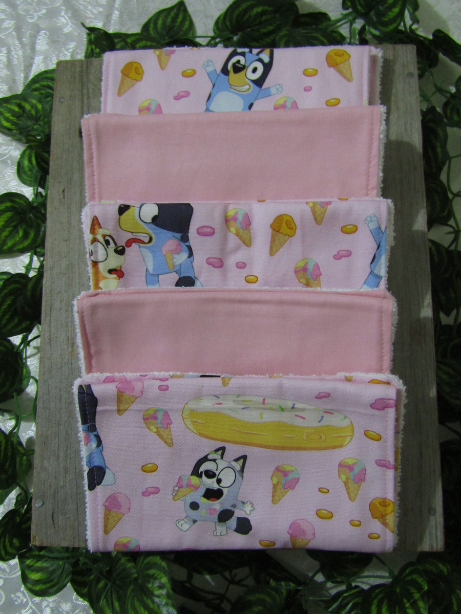 Burp cloth pack of 5-Bluey,ice cream shop. – Funky Babyz